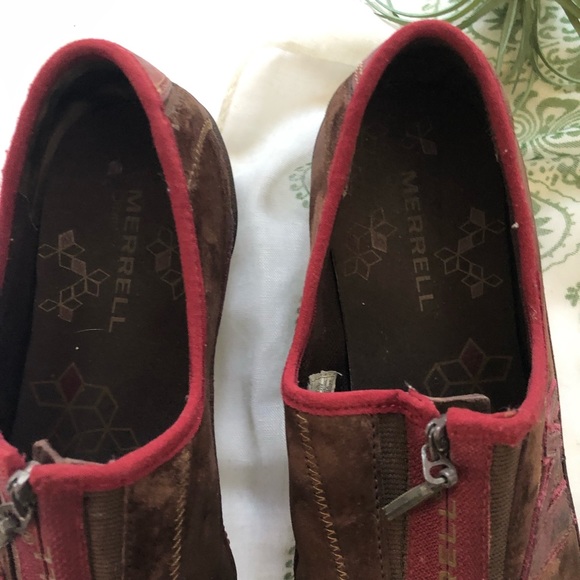 Merrell | Shoes | Merrell Arabesque Leather Zip Slip On Flat Shoes 8 ...